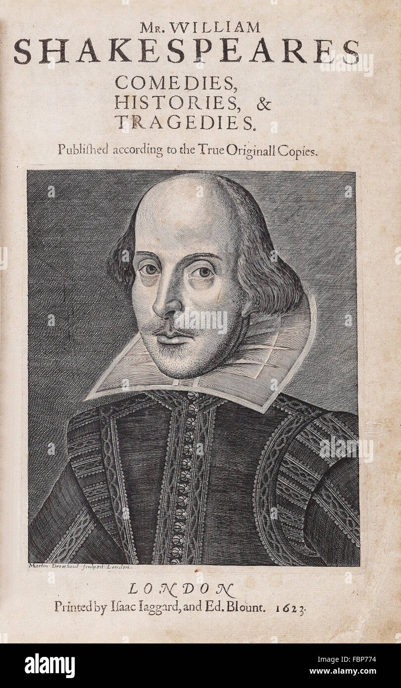 Portrait de william shakespeare par martin droeshout en frontispice ...