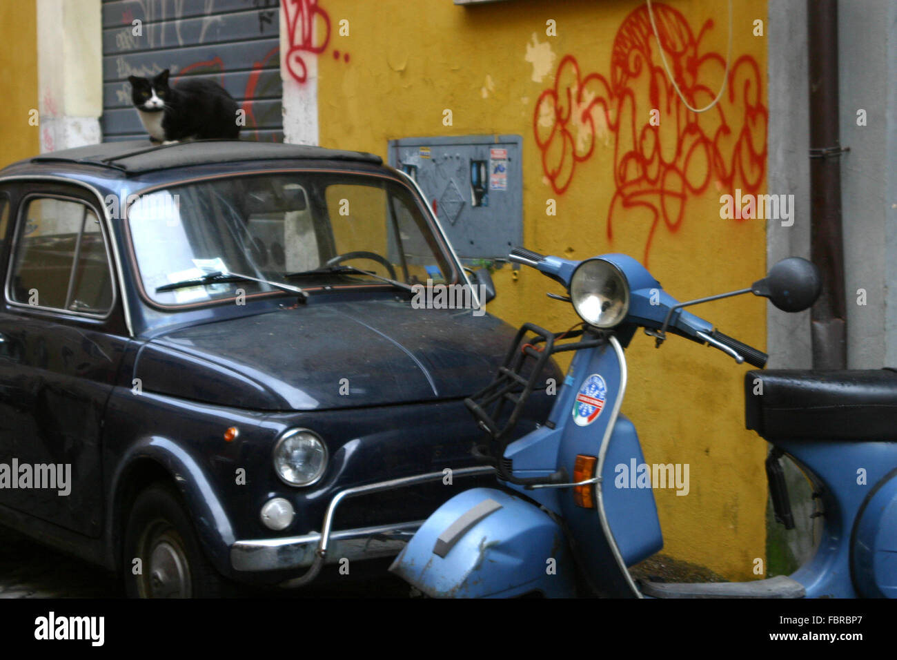 Fiat italie graffiti rome vespa vieux traditionnel Banque de ...