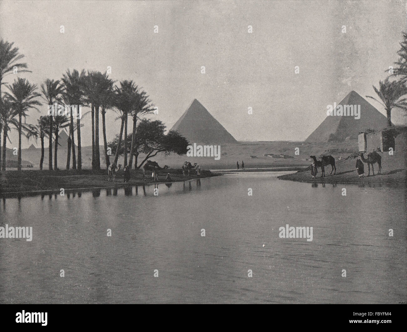 Gizeh. Les Pyramides et le Nil. Égypte, ancien 1895 Photo Stock - Alamy