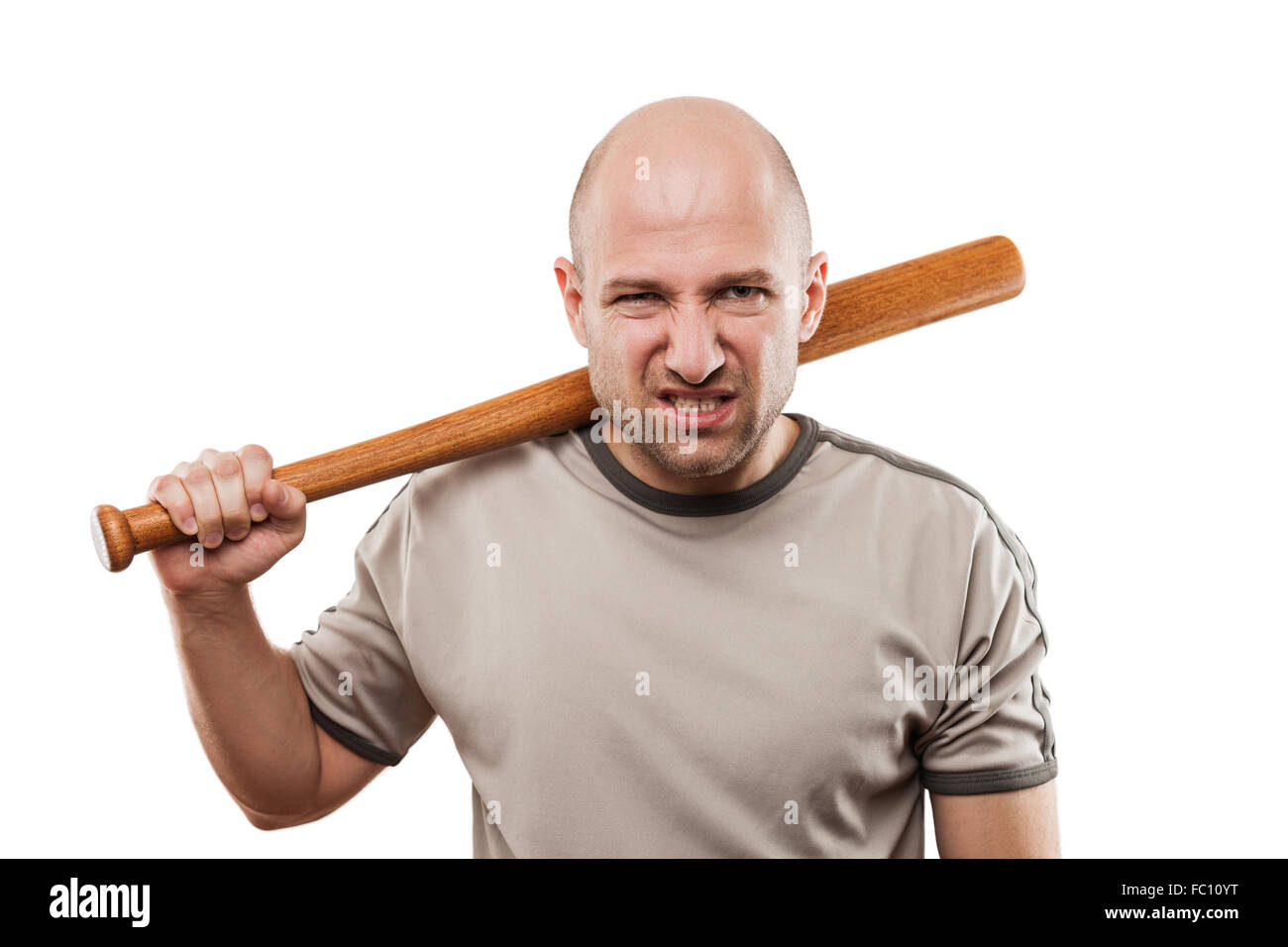 Angry Man hand holding sport baseball bat Photo Stock - Alamy