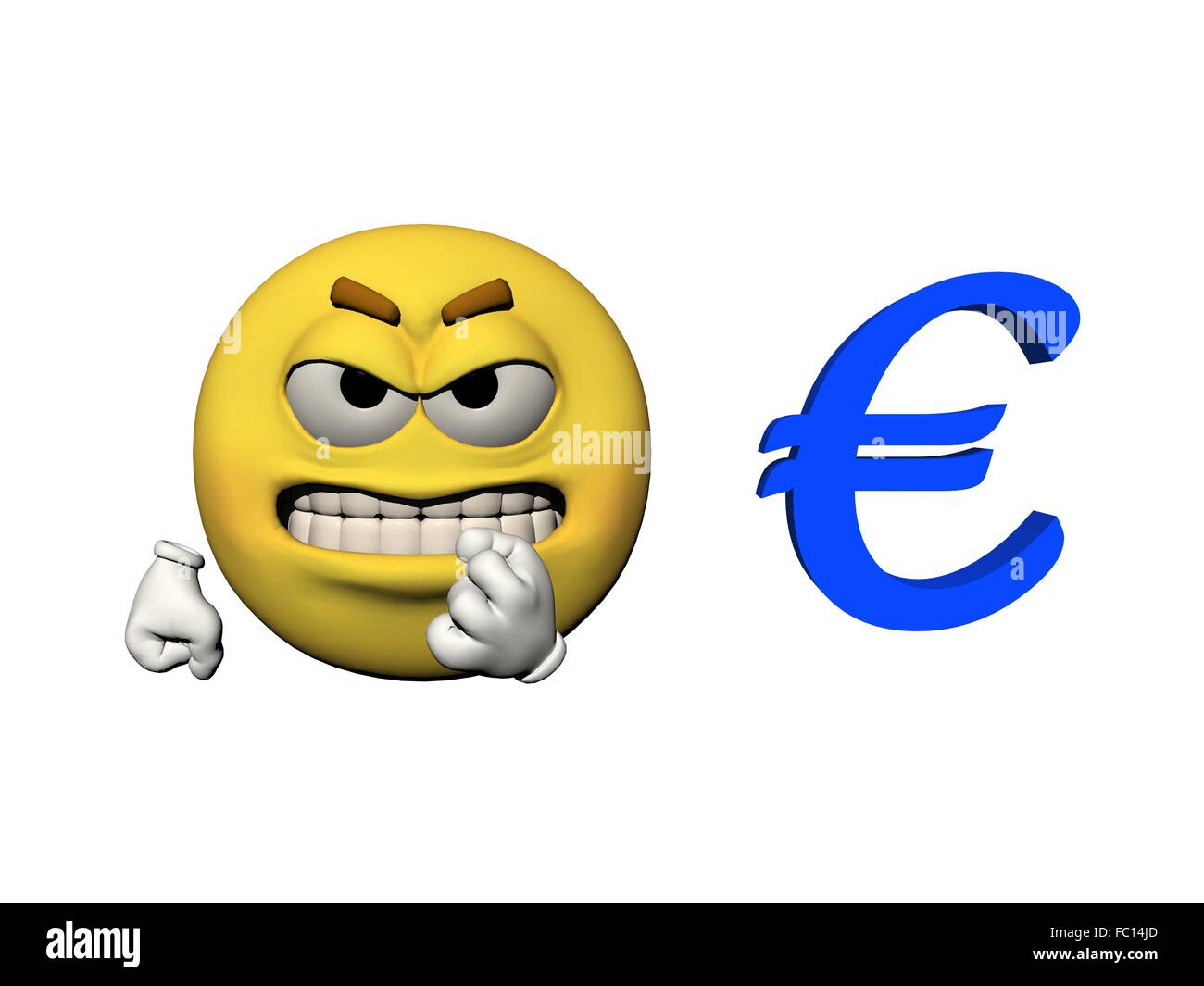 Émoticône fâché et euro - 3D render Photo Stock - Alamy