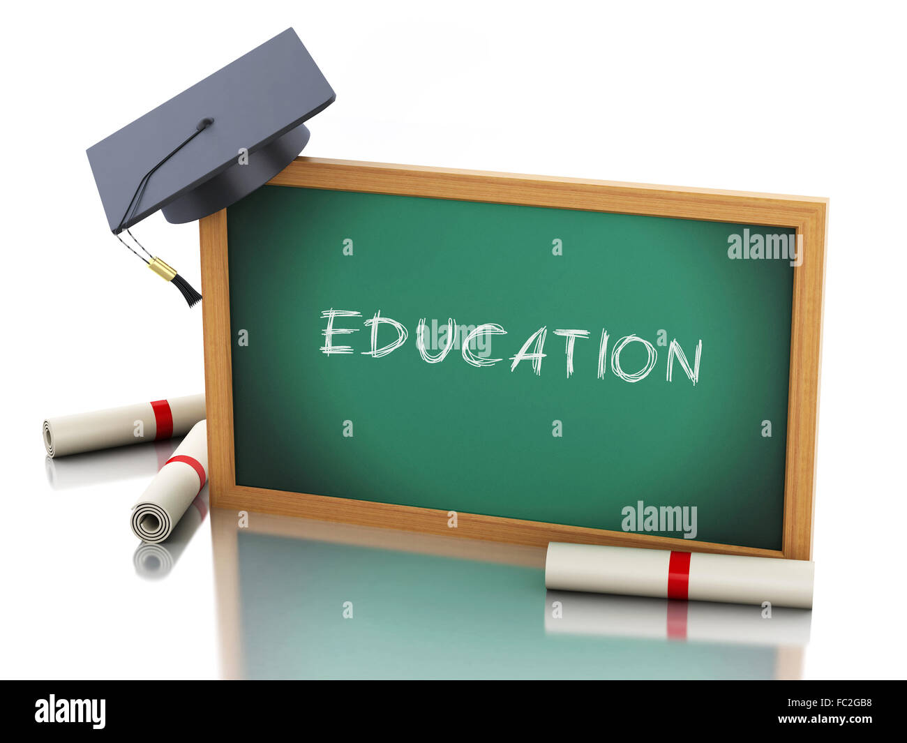 Tableau 3d avec diplôme et graduation cap Photo Stock - Alamy