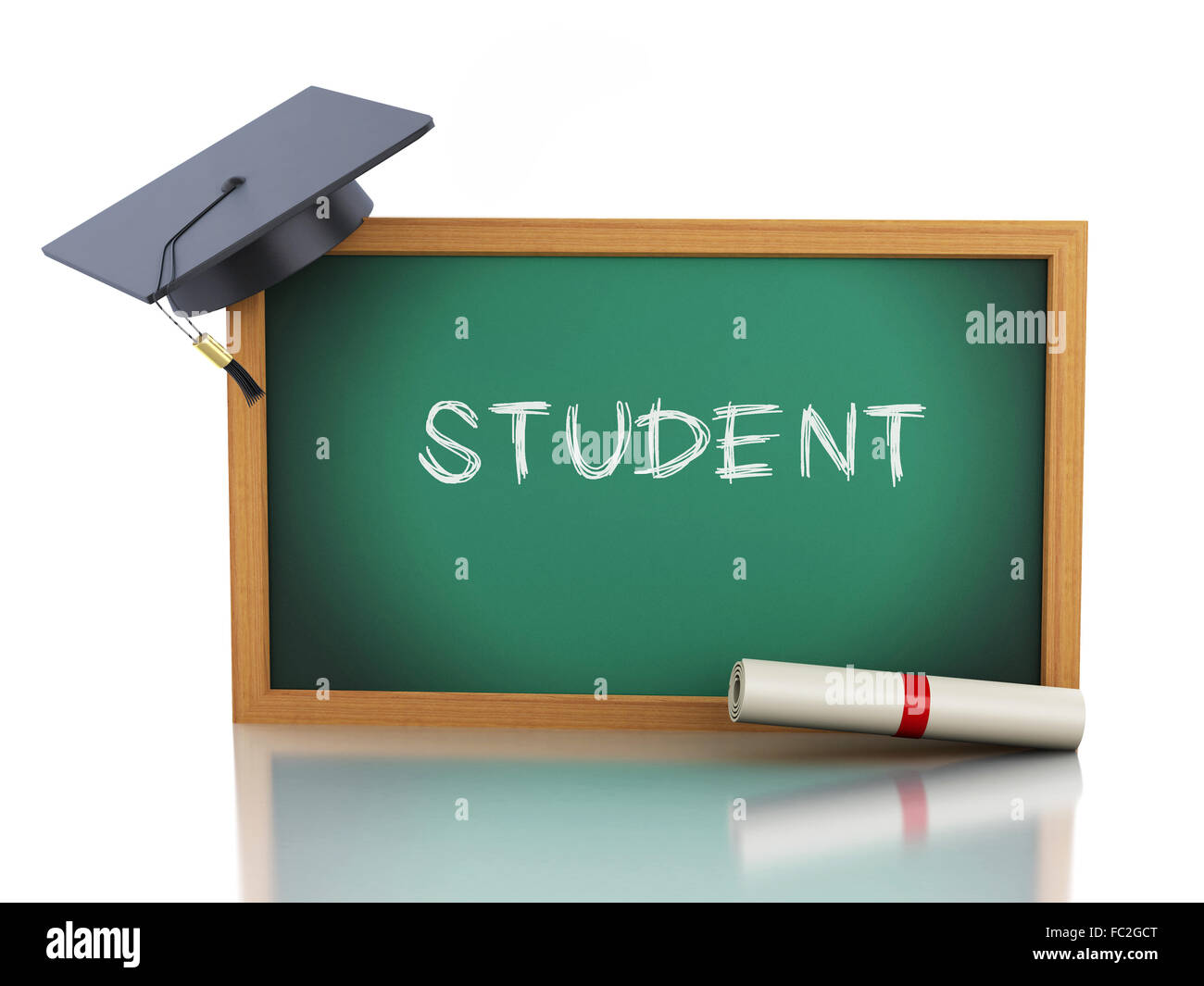 Tableau 3d avec diplôme et graduation cap Photo Stock - Alamy