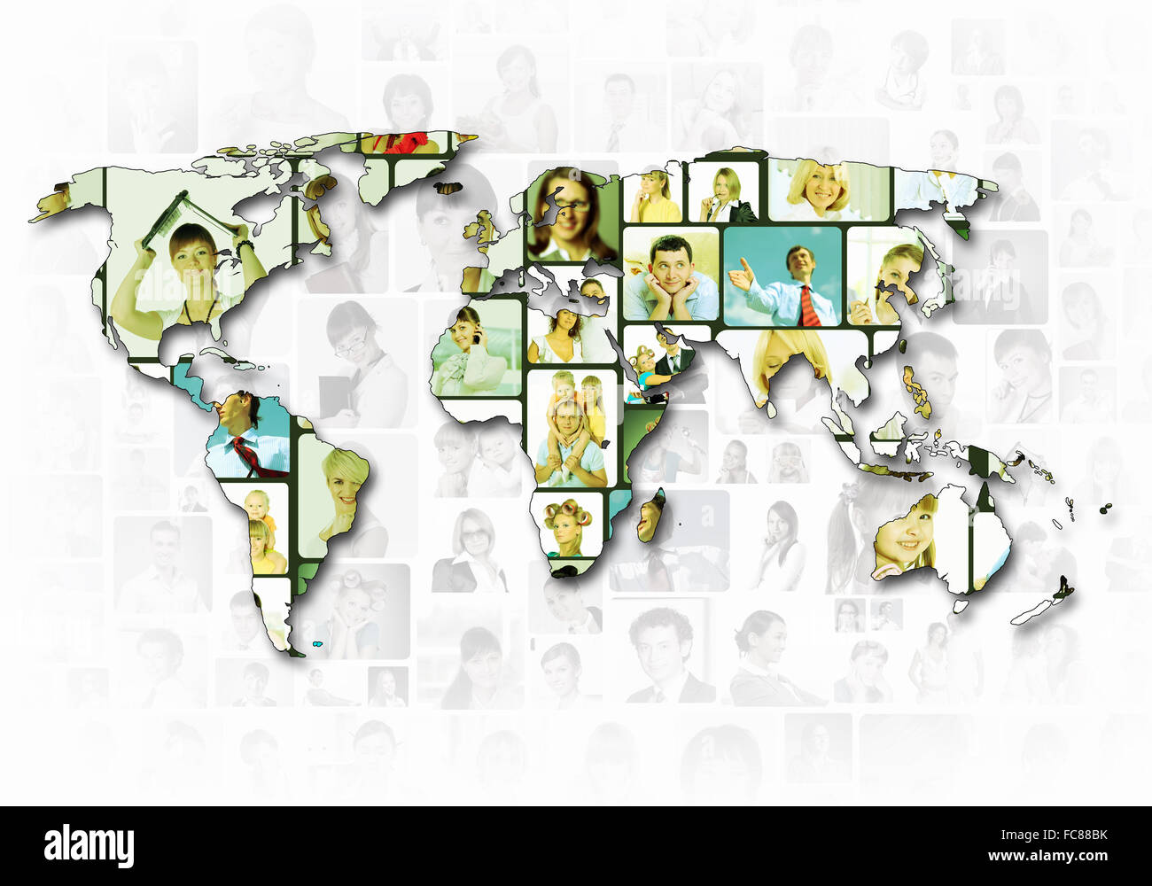 World map background people portraits Banque de photographies et d ...