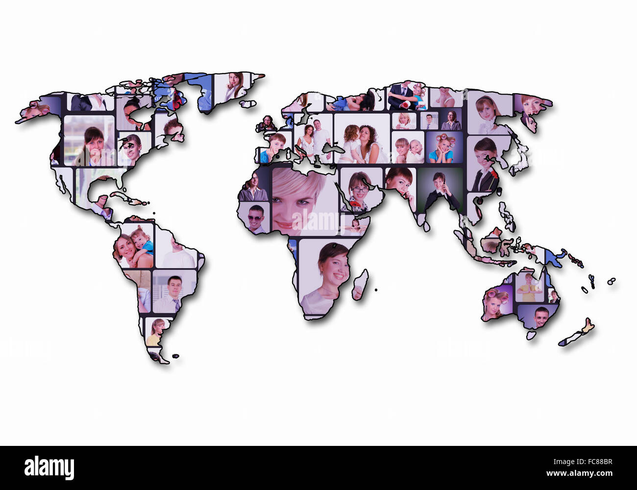 World map background people portraits Banque de photographies et d ...