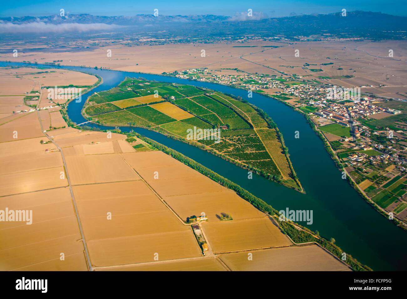 Deltebre Aerial Delta Ebro River Banque d'image et photos - Alamy