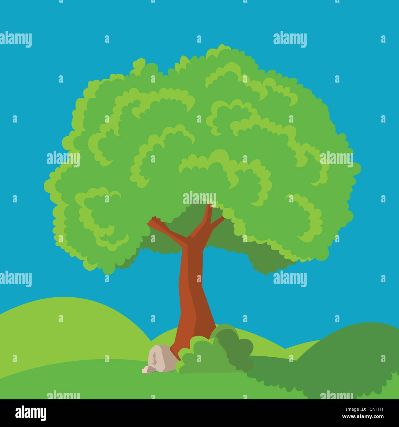 Vert arbre dessin animé Image Vectorielle Stock - Alamy