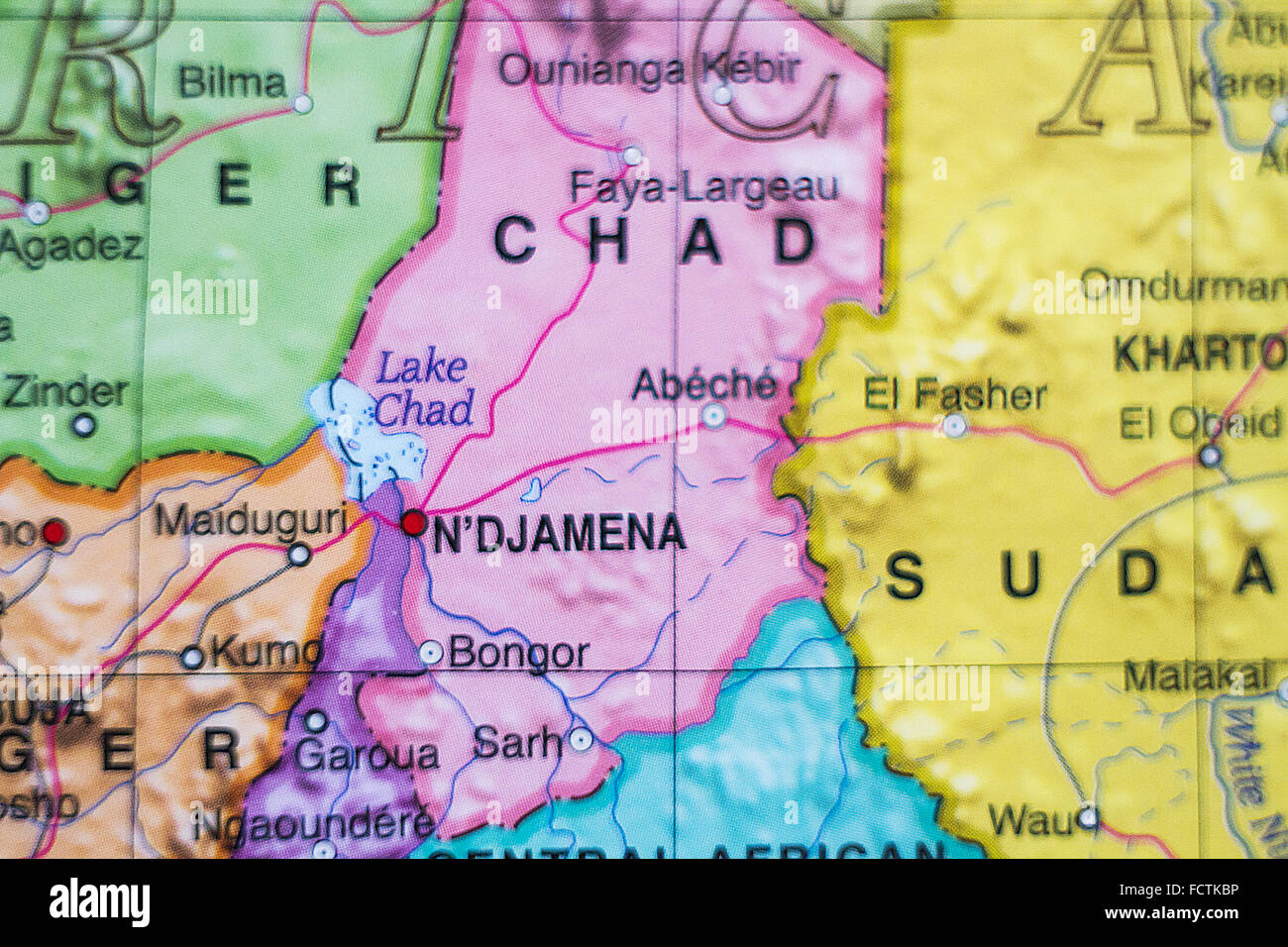 Photo d'une carte du Tchad et de la capitale Ndjamena Photo Stock - Alamy