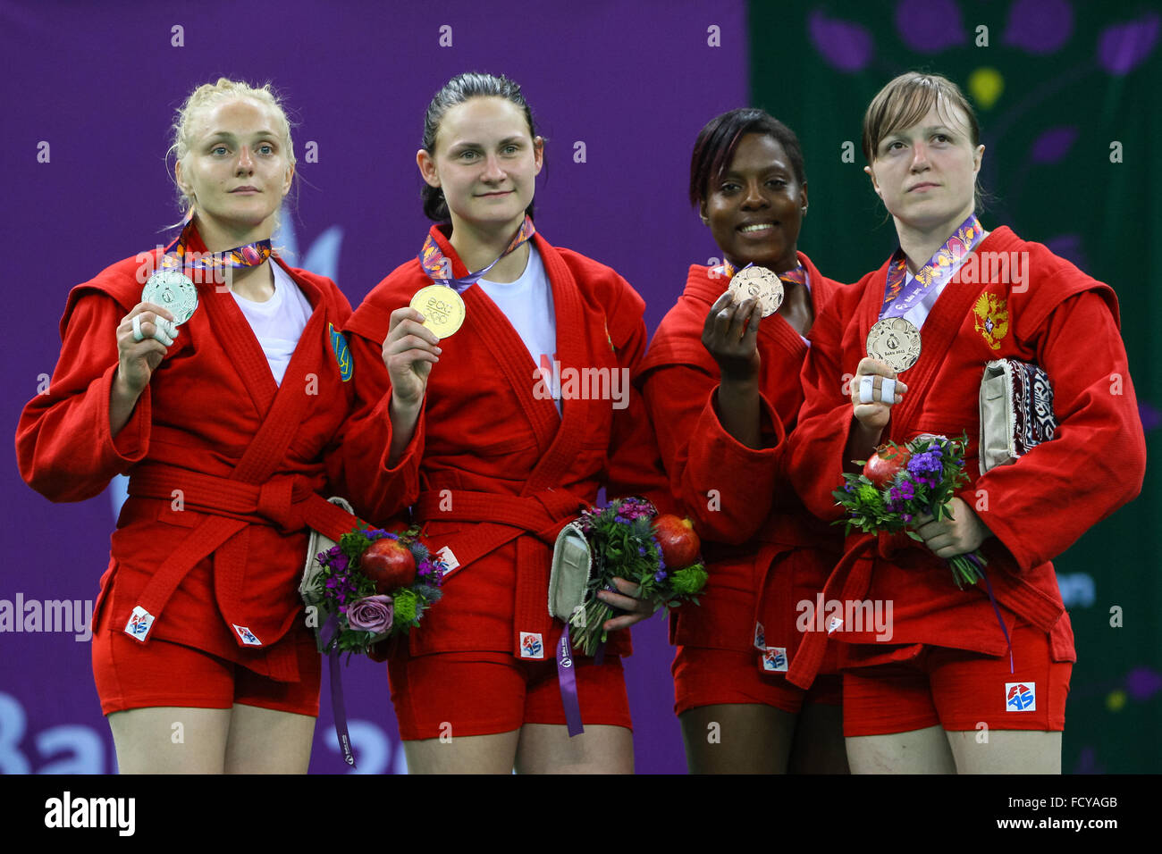 Medallists (L-R) Olena Sayko (UKR) Valopops Eurobowl ** (BLR), Sarah ...
