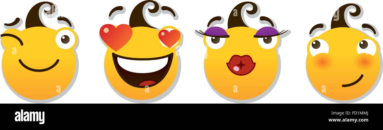 Ensemble de smileys. Smileys positive. Vector illustration isolé sur ...