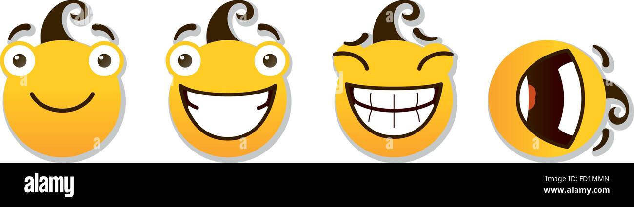 Ensemble de smileys. Smileys positive. Vector illustration isolé sur ...