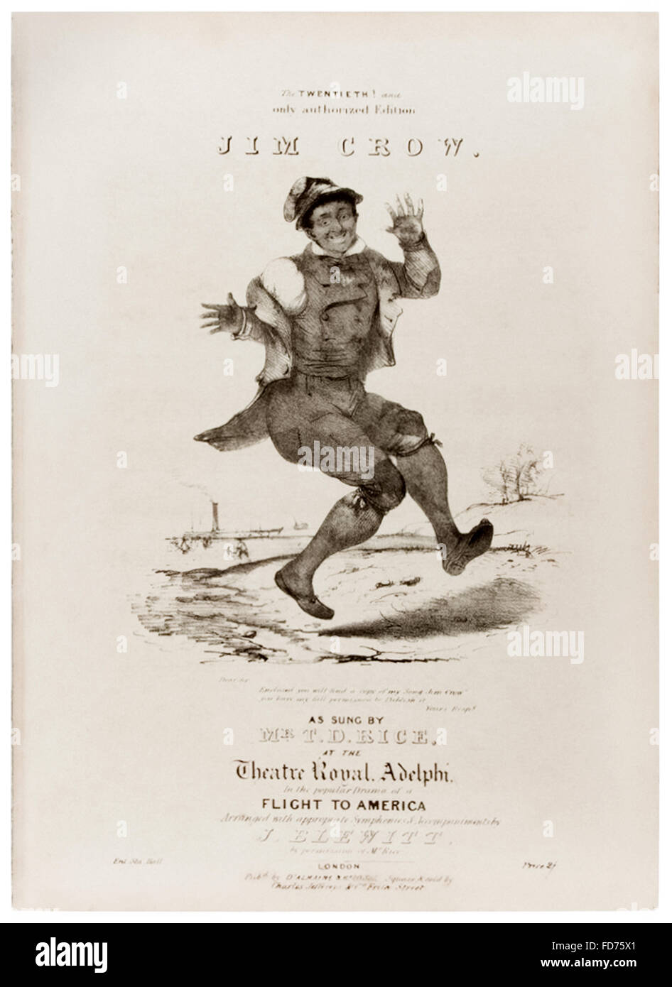 'Jim Crow' comme chanté par Thomas D. Rice (1832-1860), également connu ...