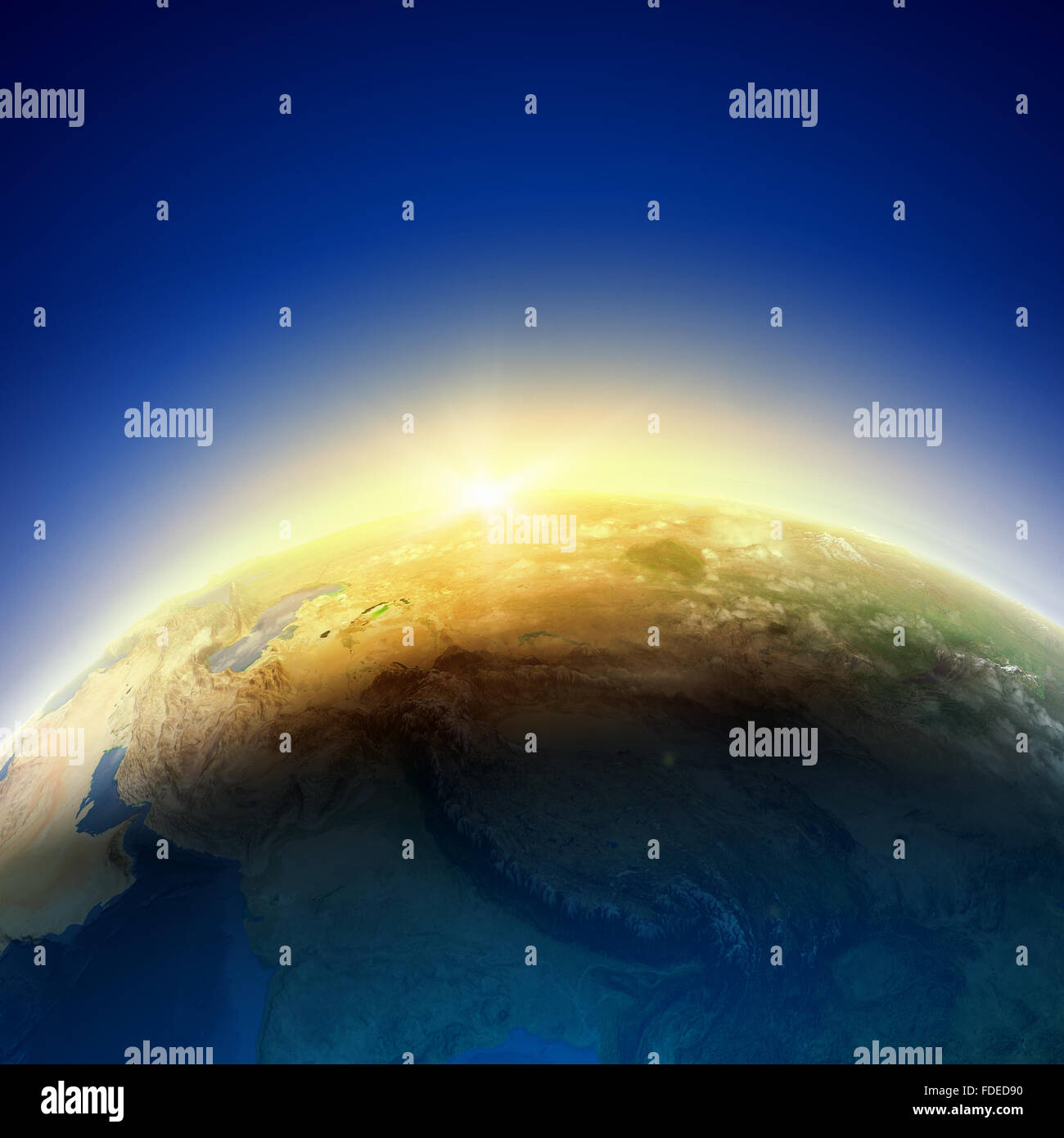 Planète Terre dans les rayons du soleil. Éléments de cette image sont ...
