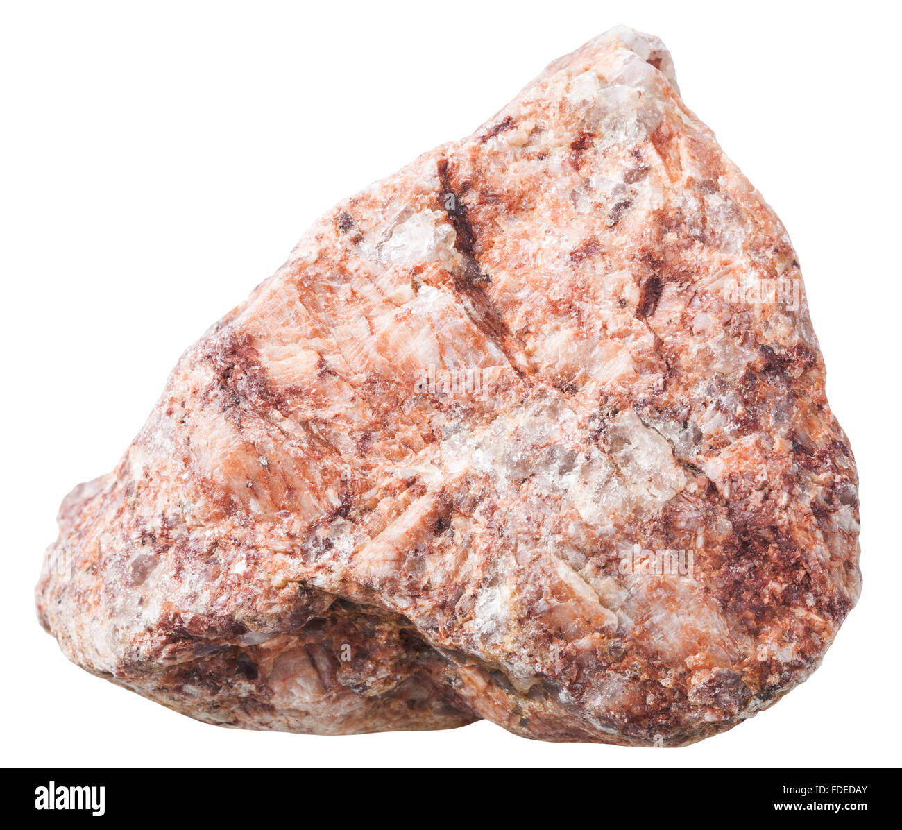 Gneiss granitique rose rock pierre minérale naturelle isolé sur fond ...