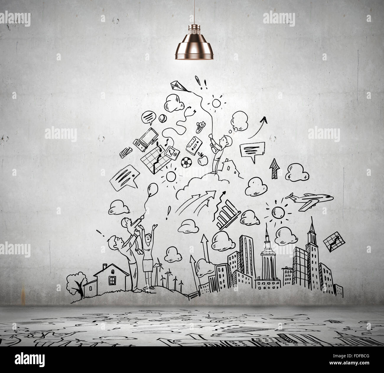 Esquisse d'idées sur le mur. Collage Photo Stock - Alamy