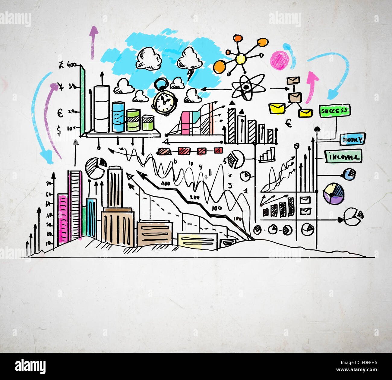 Croquis colorés d'image sur fond blanc Photo Stock - Alamy