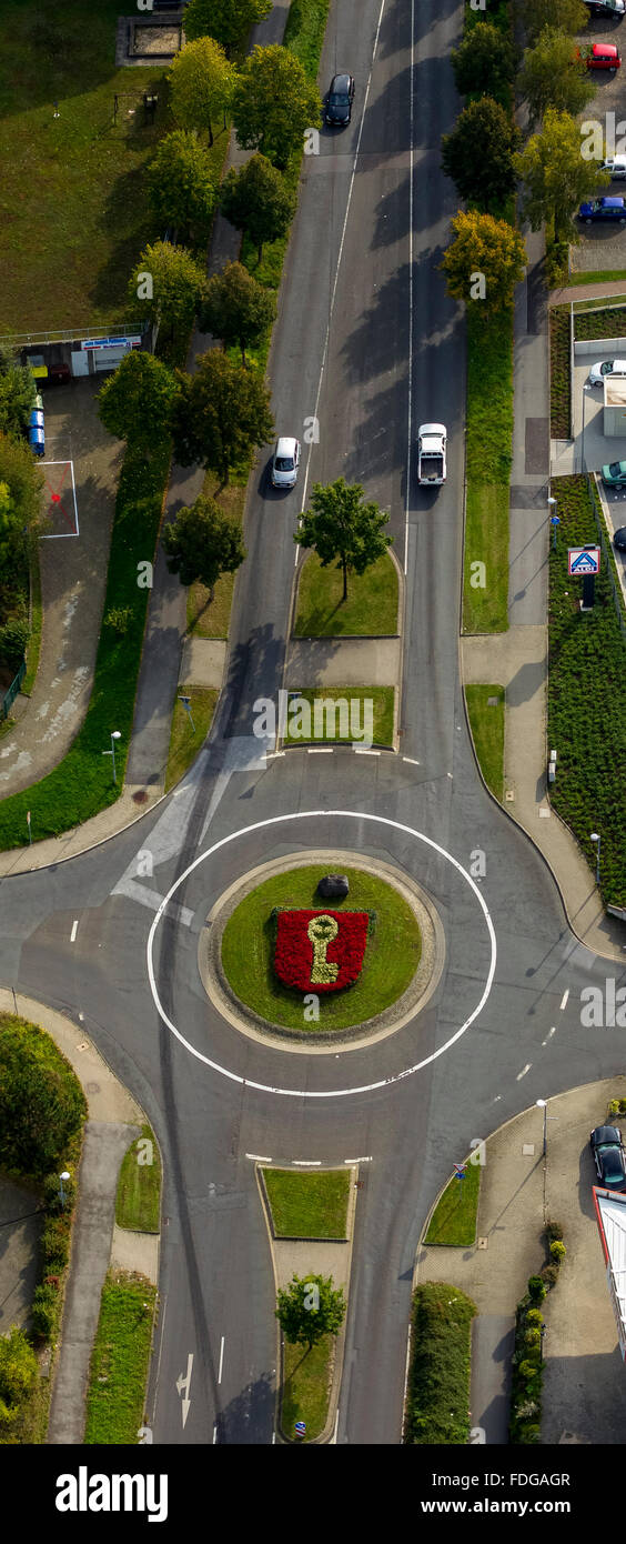 Vue aérienne de la ville, emblème de la ville de Hamert, double ...