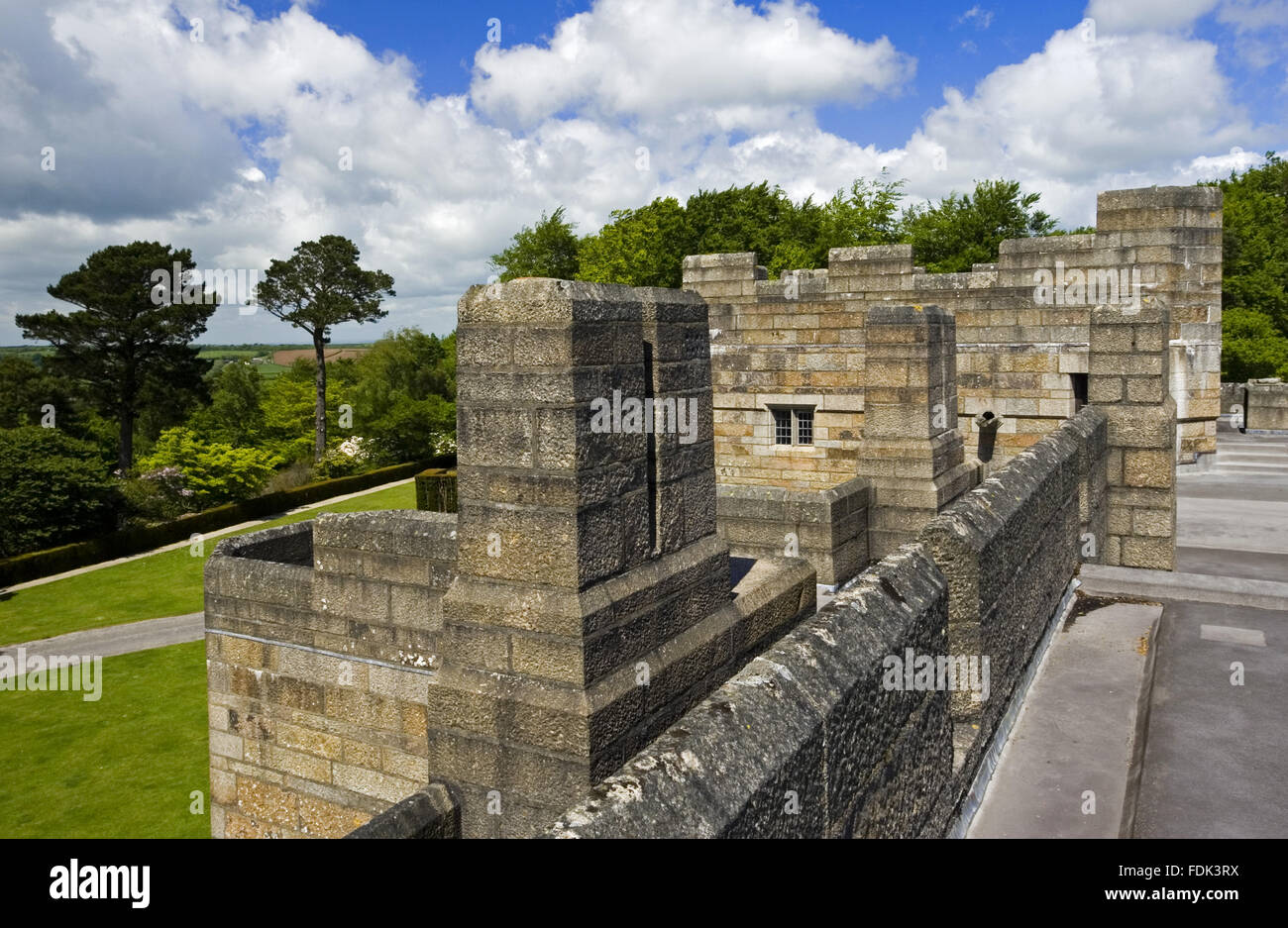 Vue sur le toit à Castle Drogo, Devon à l'entourant le Dartmoor ...