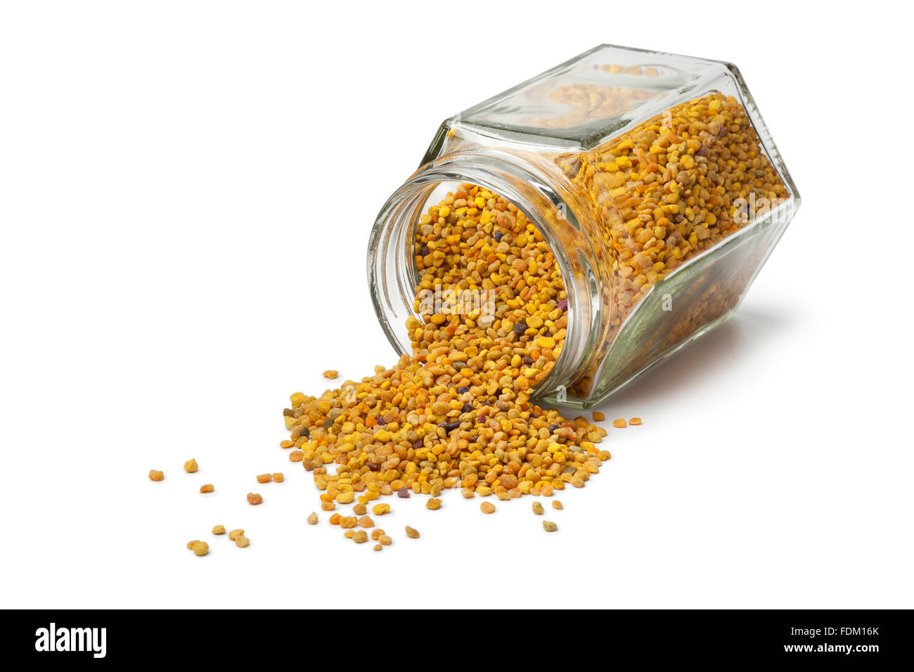 Le pollen d'abeilles dans un bocal sur fond blanc Photo Stock - Alamy