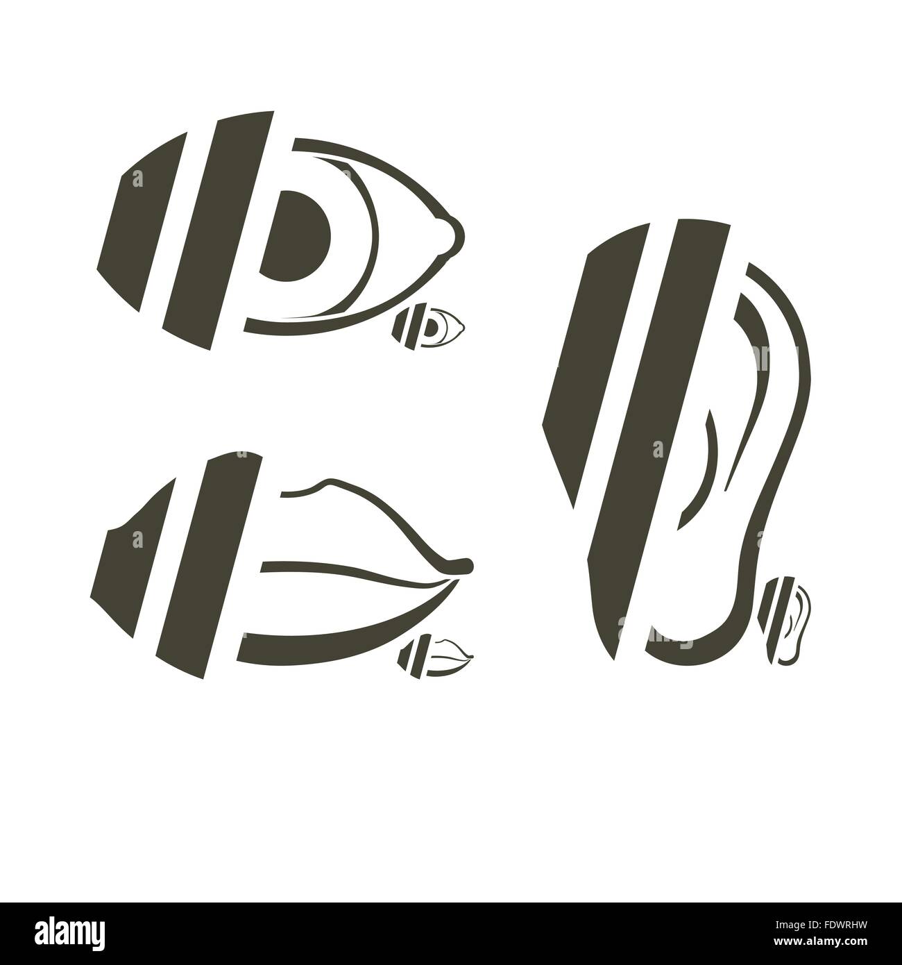 Symboles d'interception à l'anatomie humaine ou de non-disponibilité ou ...