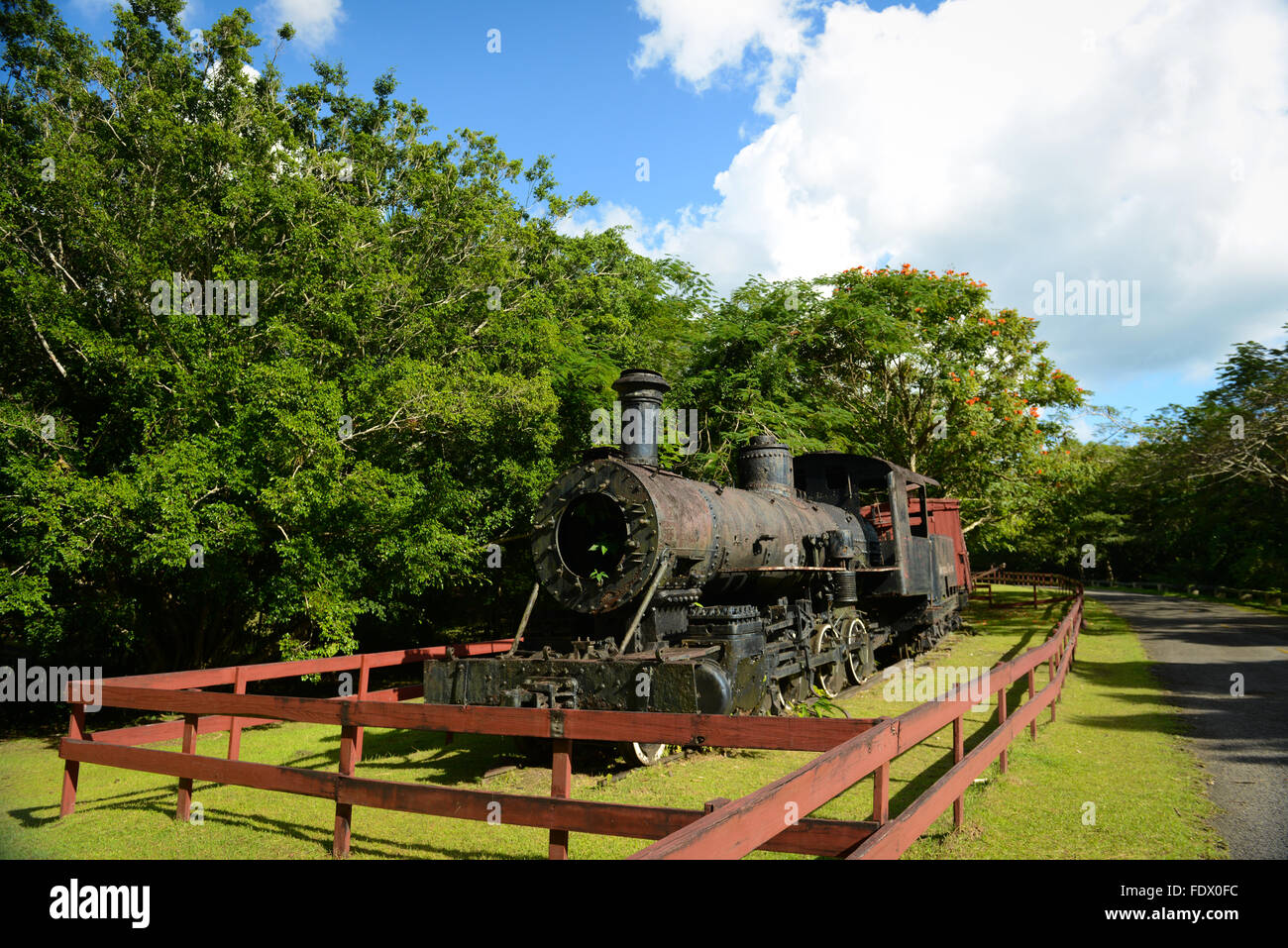 Vieille locomotive ferroviaire américaine en dehors de la Camuy Cave ...
