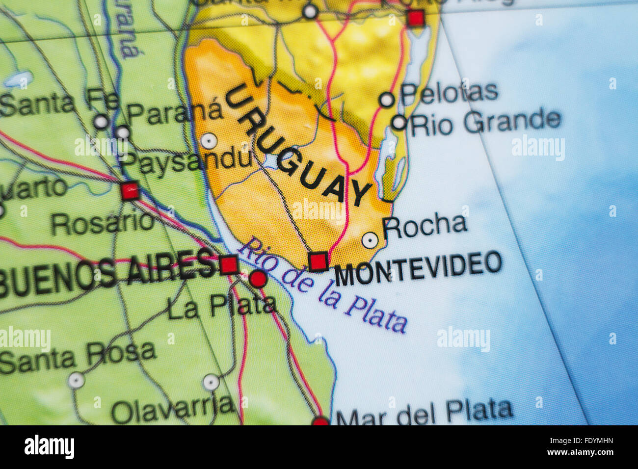 Uruguay map and cities Banque de photographies et d’images à haute ...
