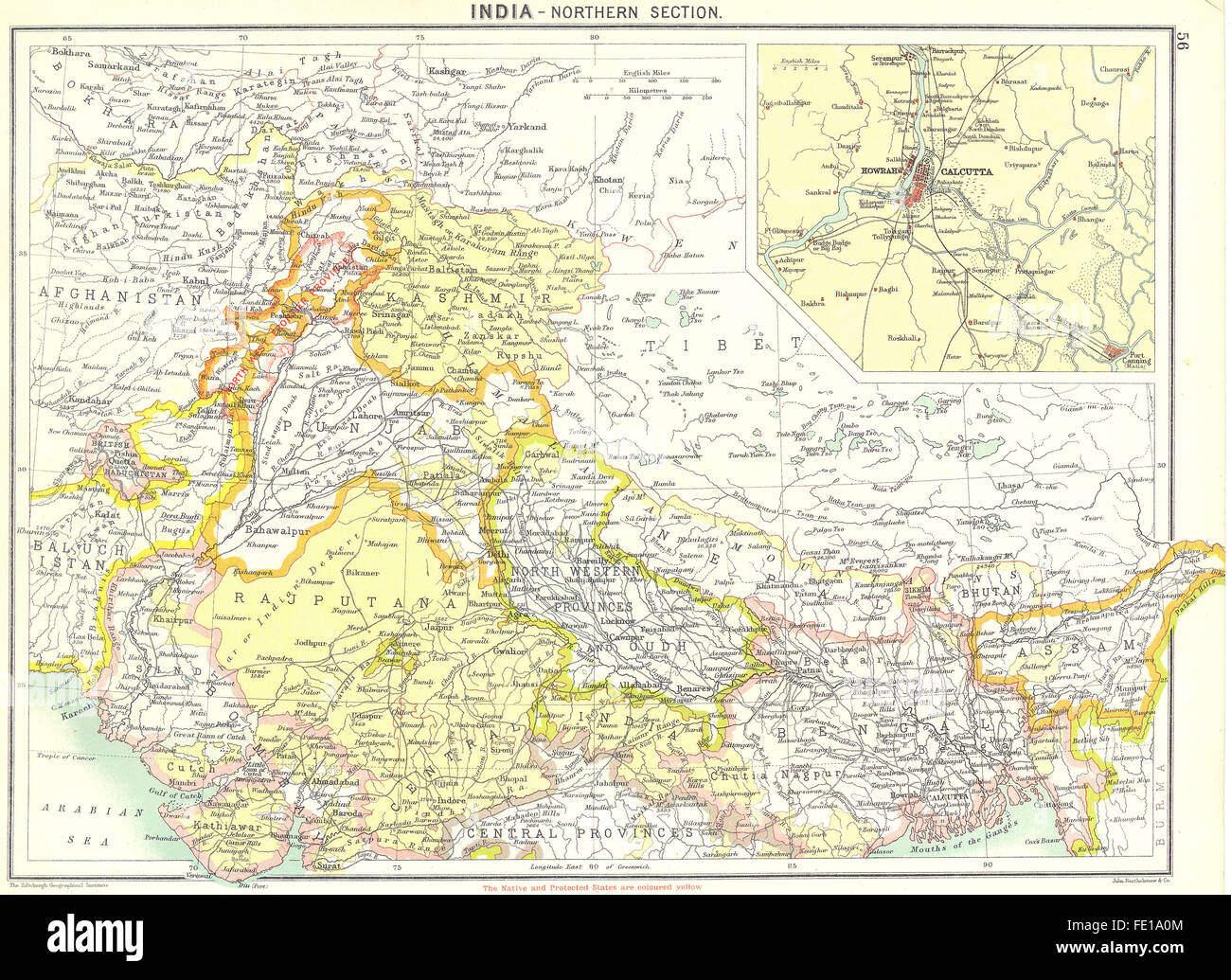 Carte de l'inde du nord avec calcutta Banque de photographies et d ...