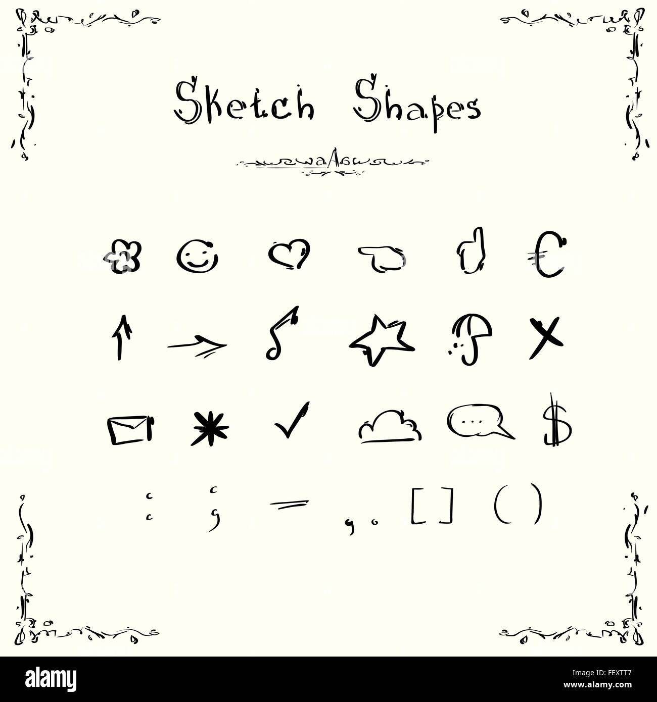 Signes Symboles formes croquis Collection Set Image Vectorielle Stock ...