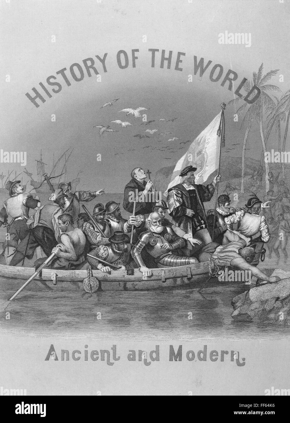 CHRISTOPHER COLUMBUS /n(1451-1506). Navigateur italien. Le débarquement ...