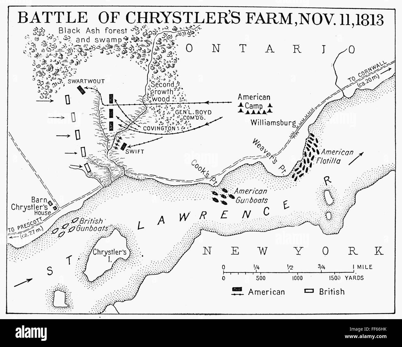Guerre de 1812 : plan de bataille. /Nla de la bataille de Chrystler's ...