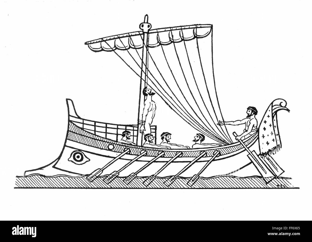 Homère : L'Odyssée. /Nla navire d'Ulysse. Dessin d'après un vase grec d ... Homère : L'Odyssée. /Nla navire d'Ulysse. Dessin d'après un vase grec d ...
