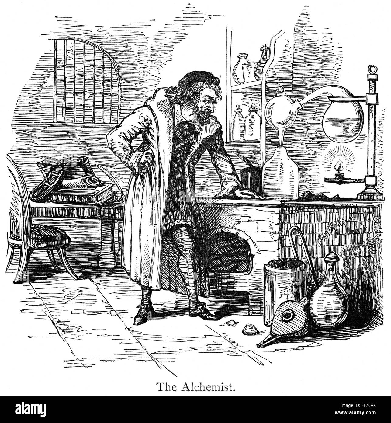 L'ALCHIMISTE. /NWood, gravure du xixe siècle Photo Stock - Alamy