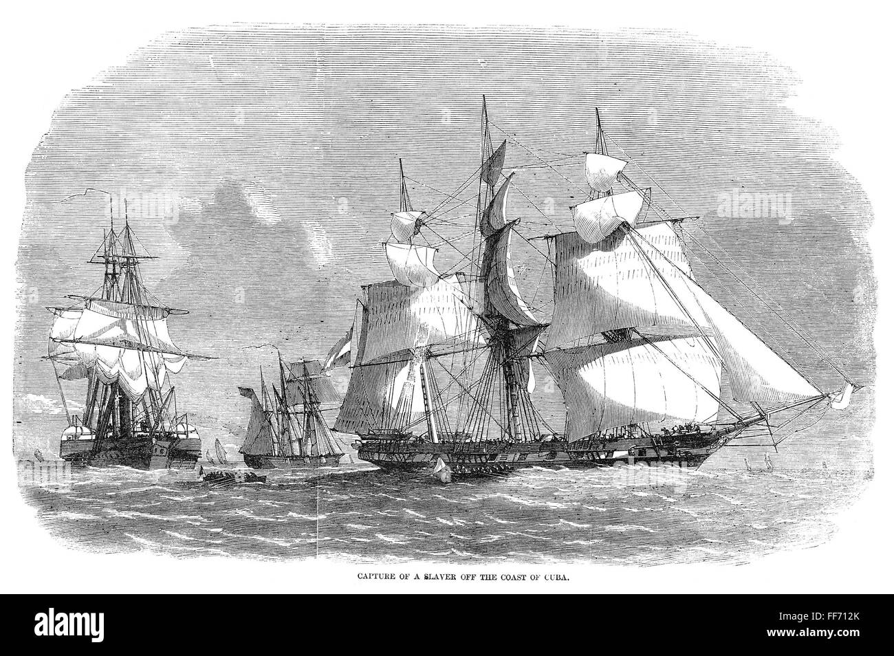 L'ESCLAVAGE : navire négrier, 1858. /Nla capture du navire négrier ...