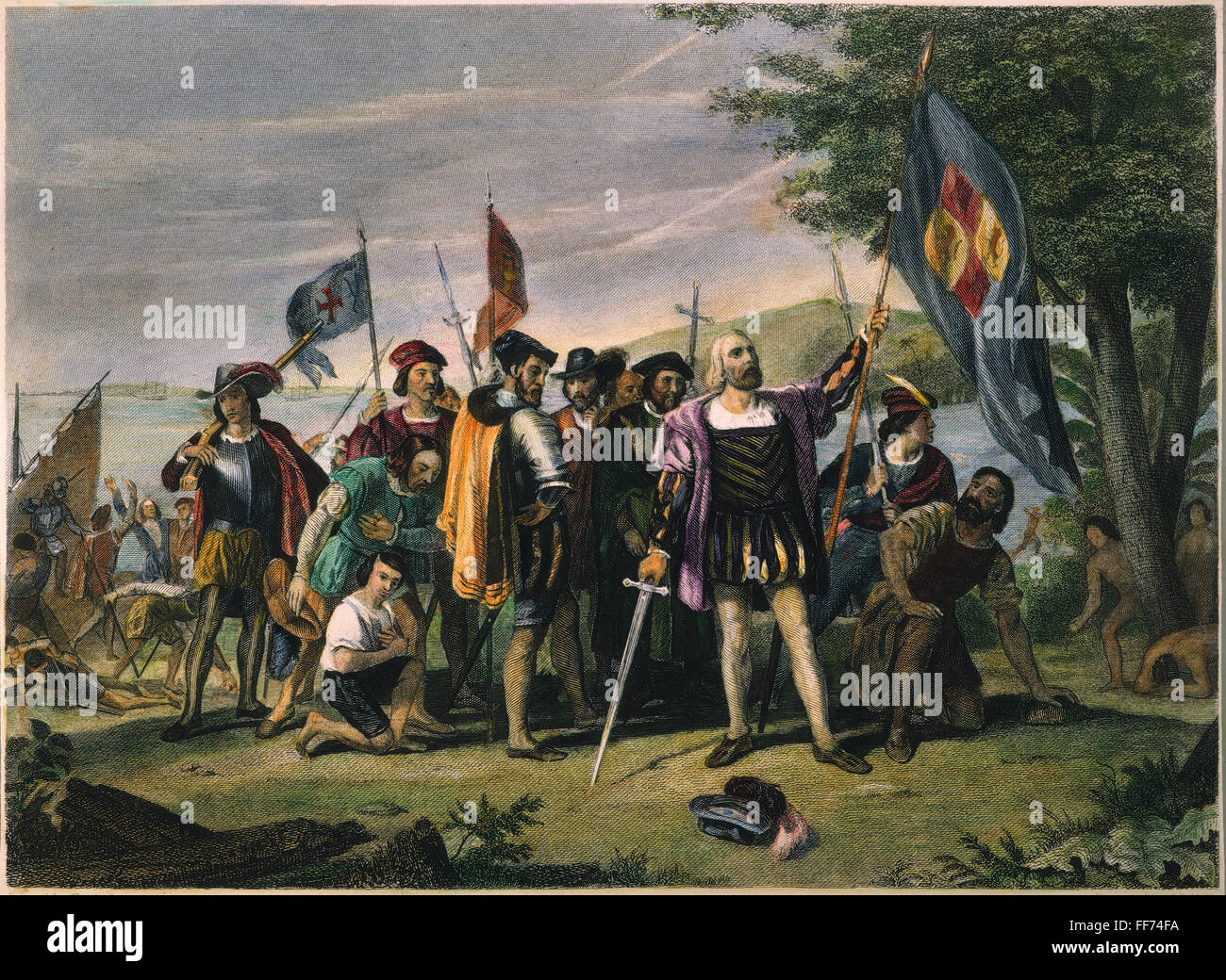 The landing of columbus at san salvador Banque de photographies et d ...