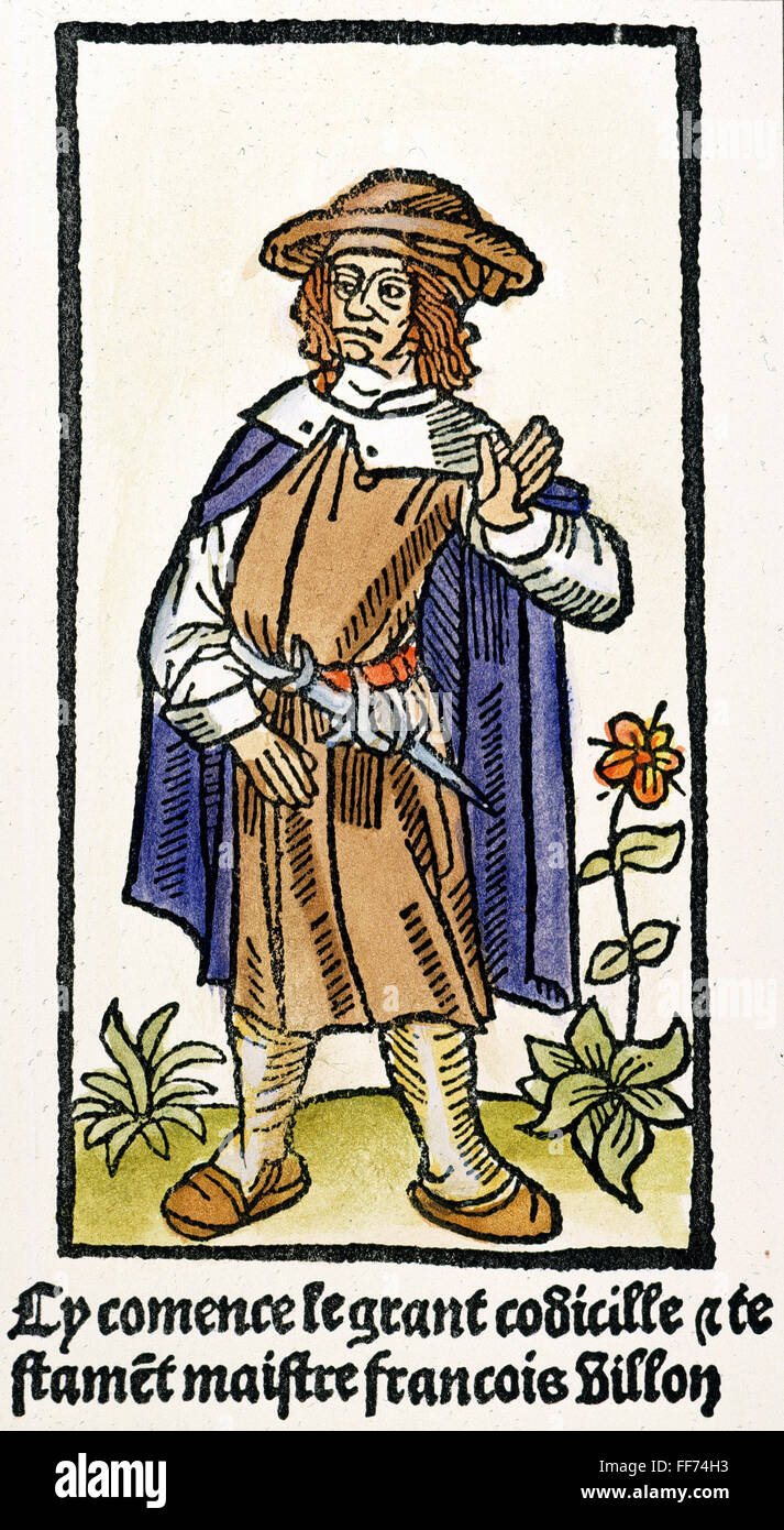 François Villon /n(1431-après 1463). Poète français : gravure sur bois ...