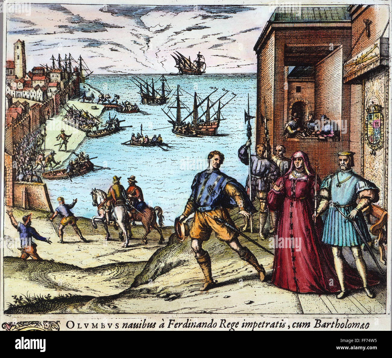 COLUMBUS : DÉPART, 1492. /Nl départ de Christophe Colomb de Palos ...