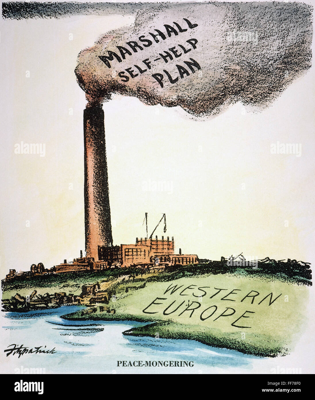 PLAN MARSHALL, 1947. Peace-Mongering /n : American cartoon par Daniel R ...