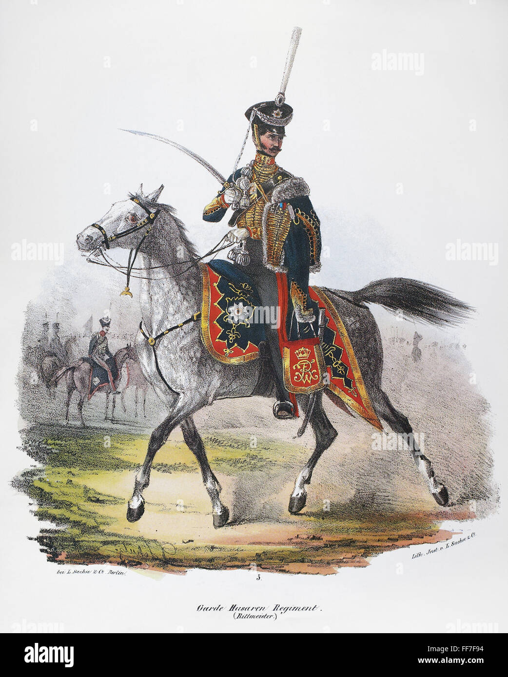 Soldat prussien, 1830. NCaptain /du Régiment de Hussards de la Garde prussienne. Lithographie ...