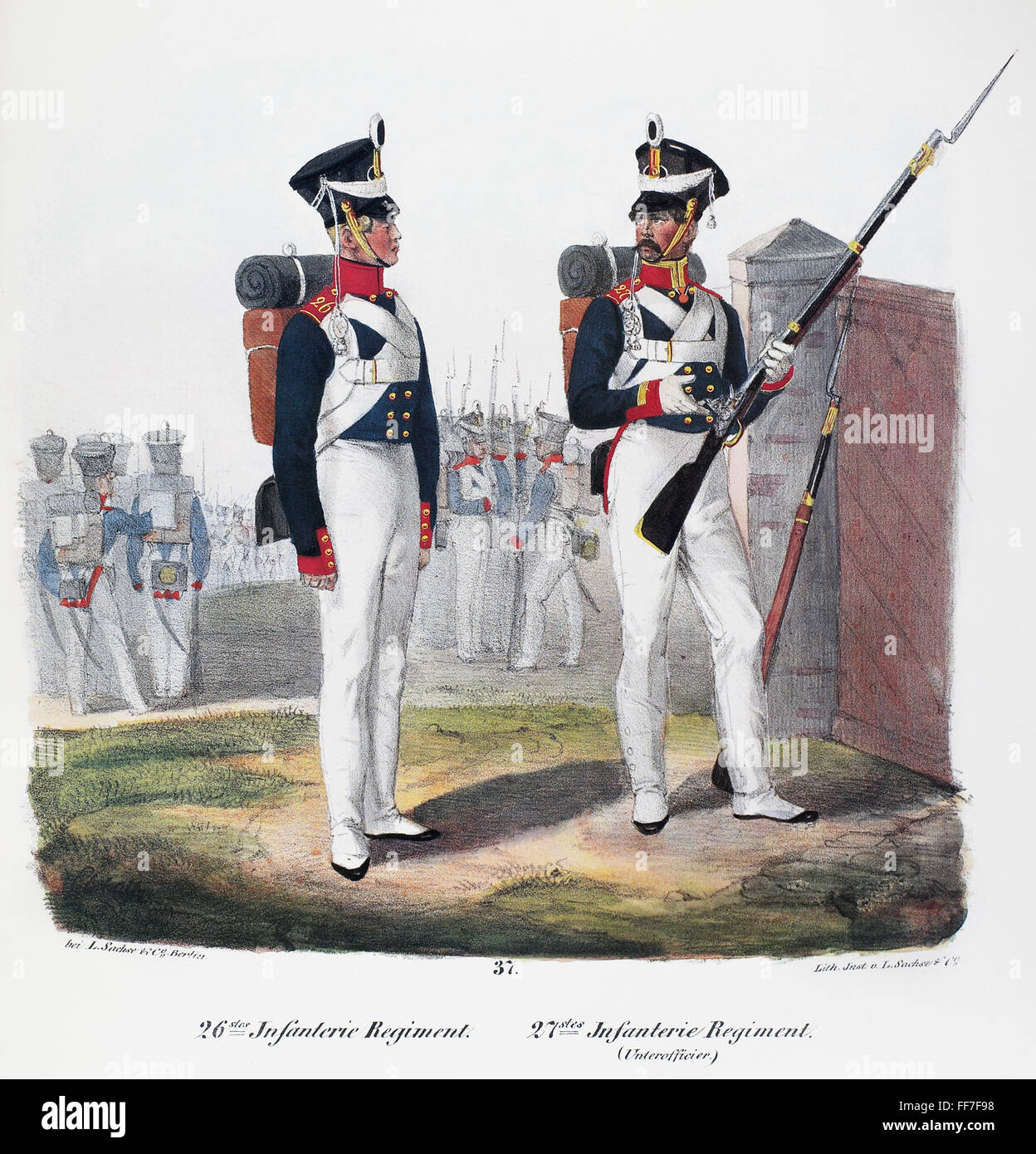 Les soldats prussiens, 1830. NSoldier /de la 26e Régiment d'infanterie ...