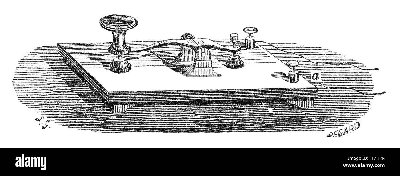 TELEGRAPH KEY. /NMorse telegraph transmettant la clé. La gravure sur ...
