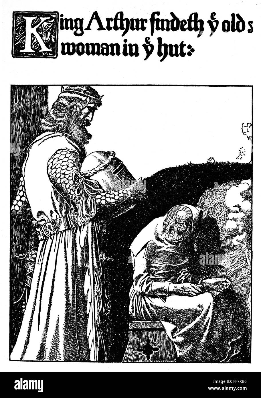 PYLE : KING ARTHUR. /NKing Arthur trouve la vieille femme dans la ...