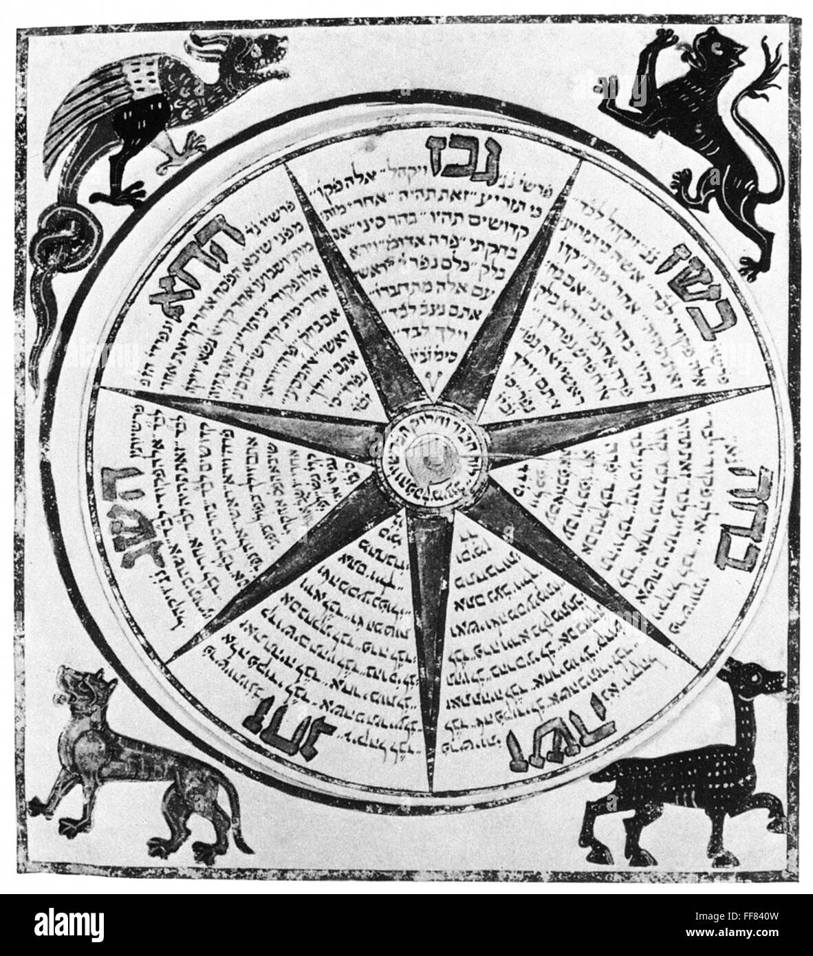 Calendrier hébreu, c1300. /NA calendrier hébreu liturgique circulaire ...