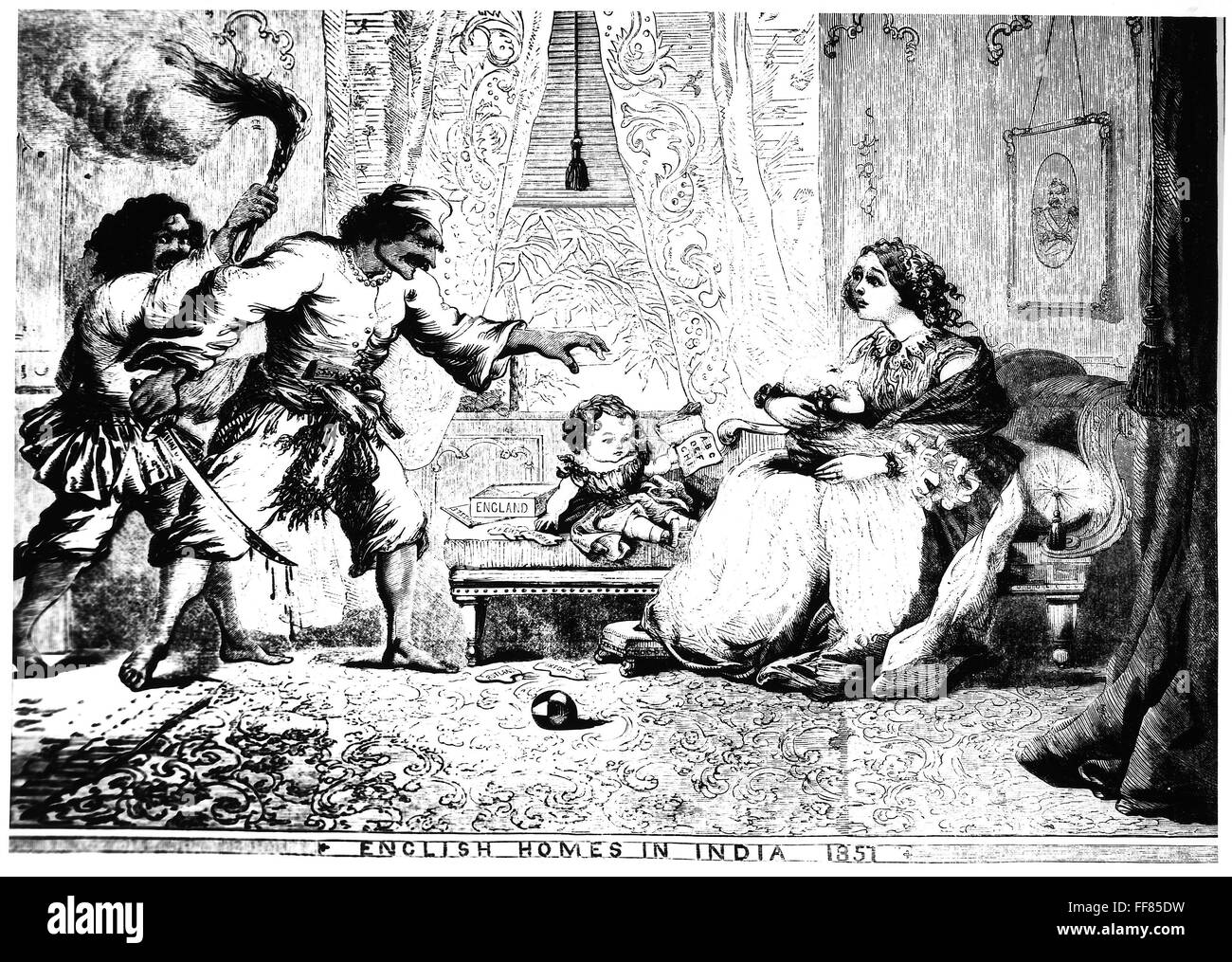 Inde : RÉBELLION SEPOY, 1857. NEnglish /homes en Inde, 1857. La gravure ...