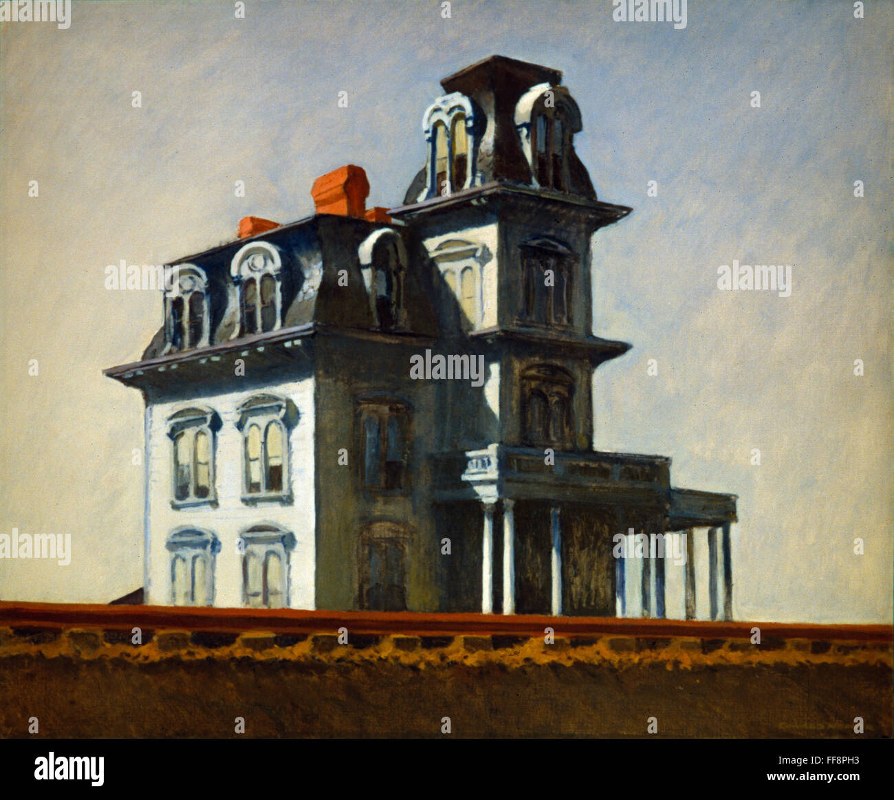 HOPPER : HOUSE, 1925. /N'House par le chemin de fer'. Huile sur toile ...