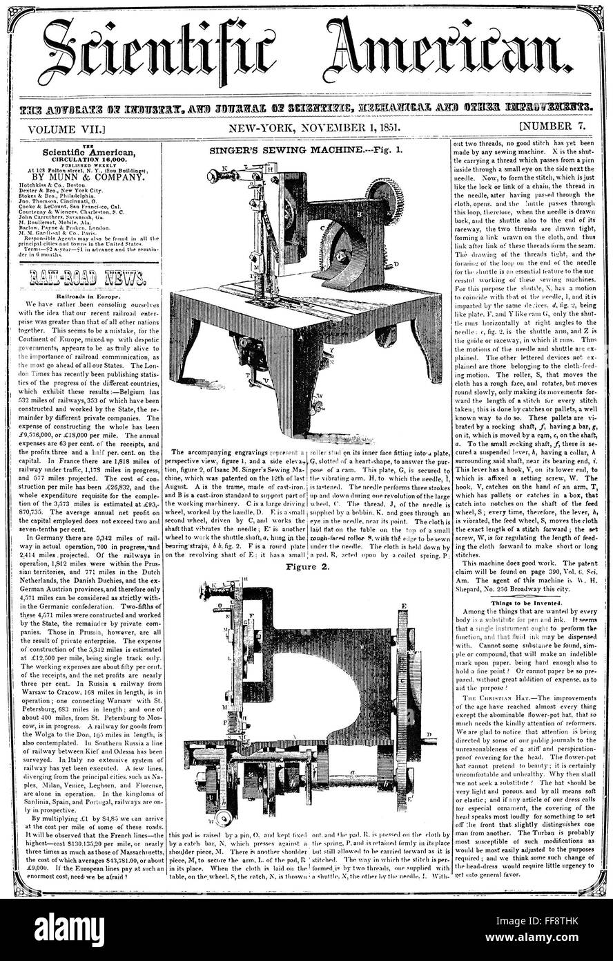 MACHINE À COUDRE SINGER. /NDescription de M. Isaac Singer Sewing ...