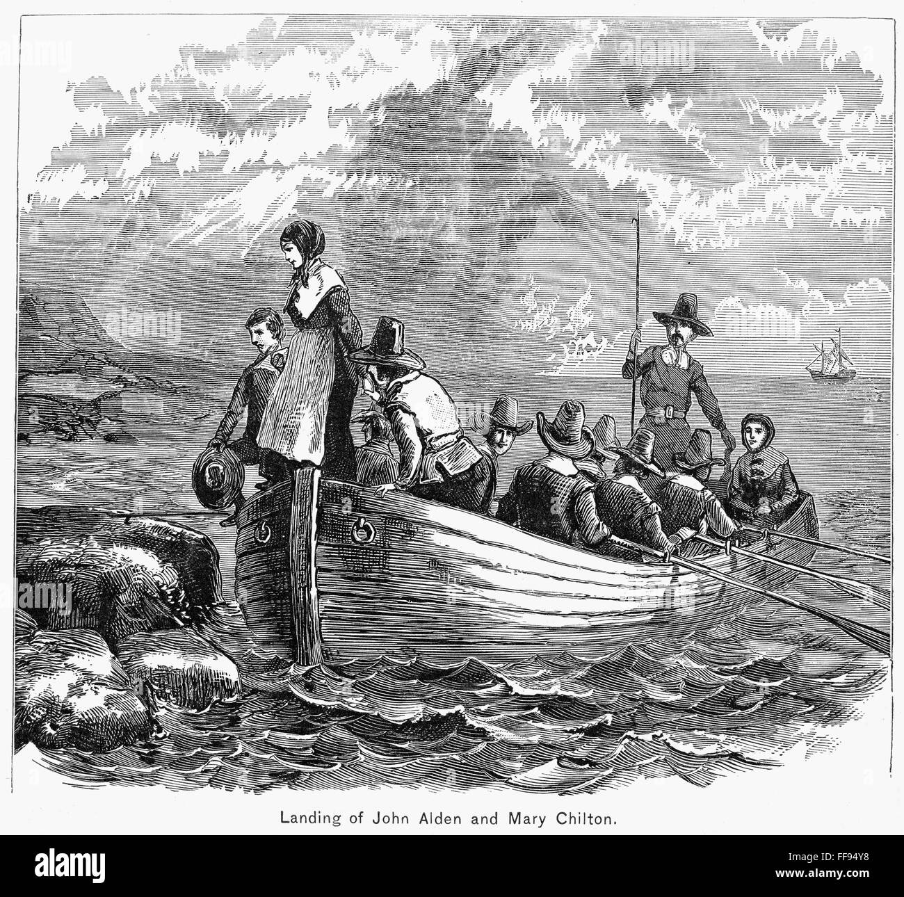 PLYMOUTH ROCK : l'atterrissage. /Nla débarquement de John Alden, Mary ...