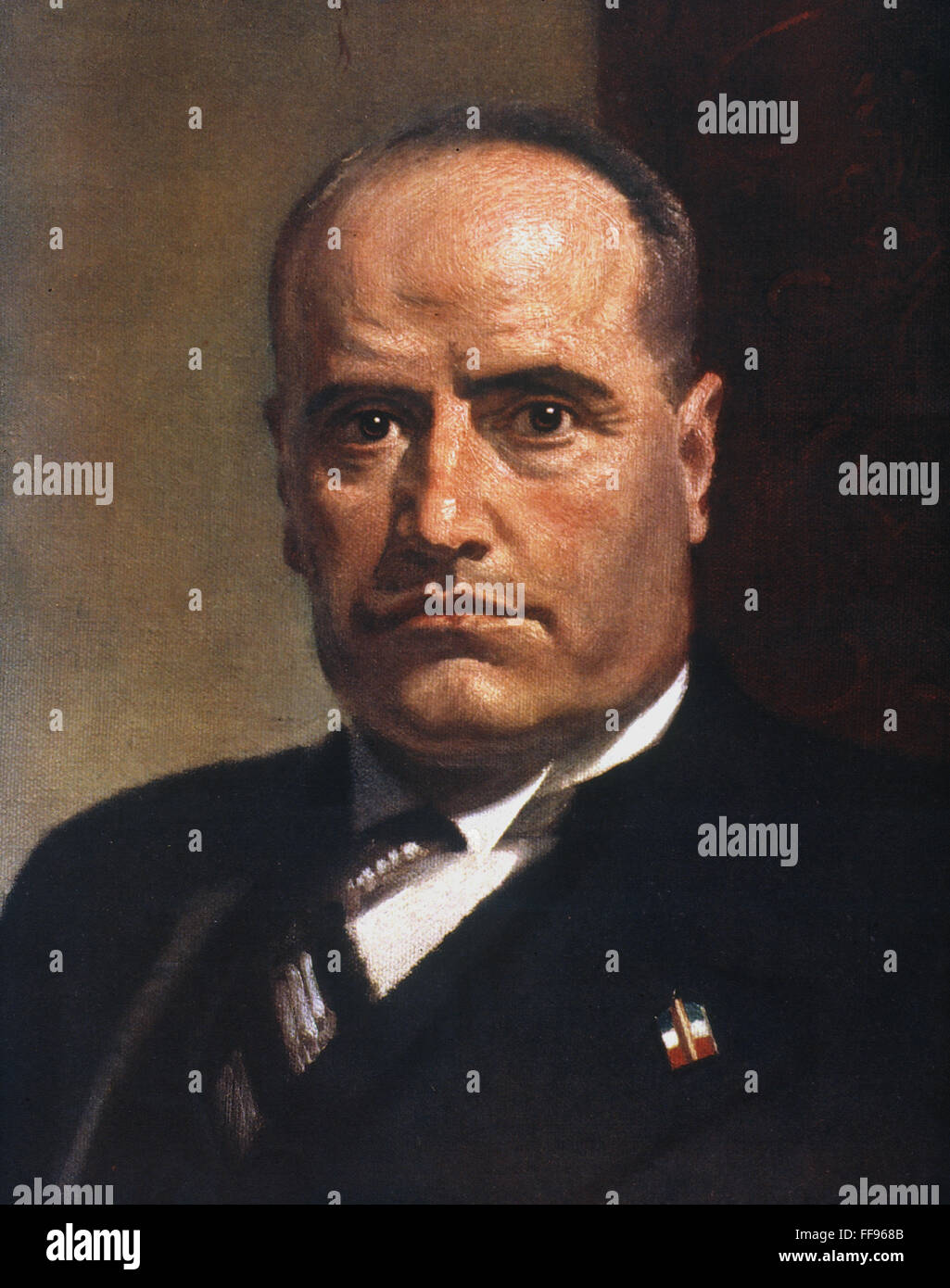 BENITO MUSSOLINI (1888-1945). /NItalian dictateur. Huile sur toile ...