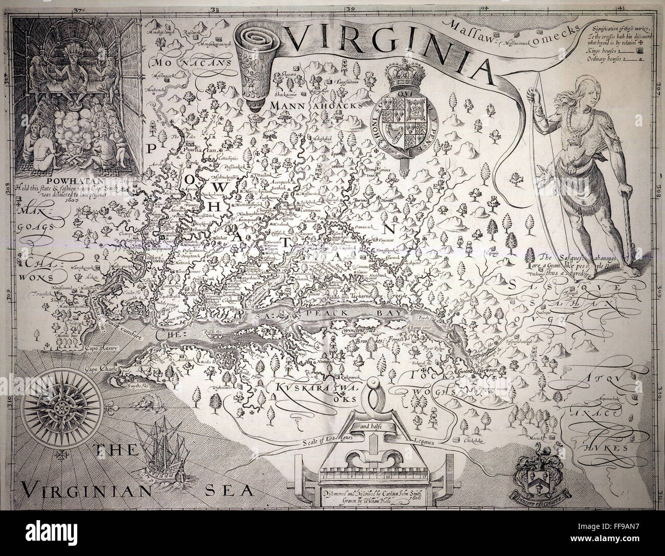 Carte de Virginie, 1612. NCaptain /John Smith's map of Virginia, 1612 ...