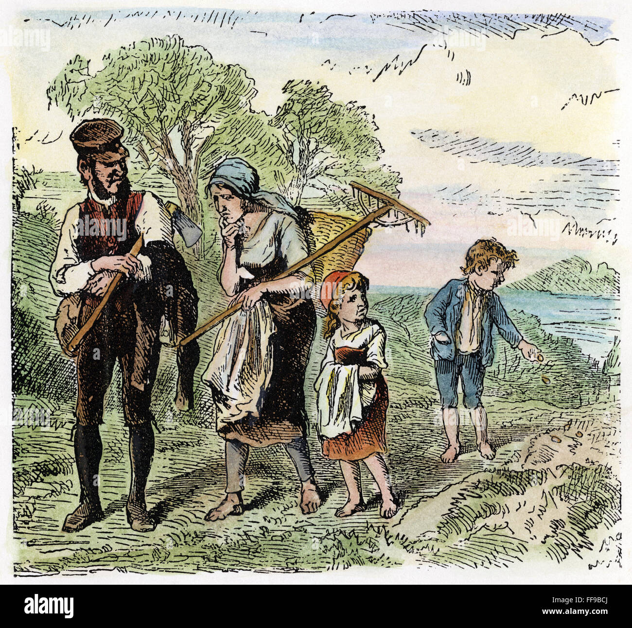 GRIMM : Hansel et Gretel. /N'Hansel laissant tomber des cailloux sur le ...