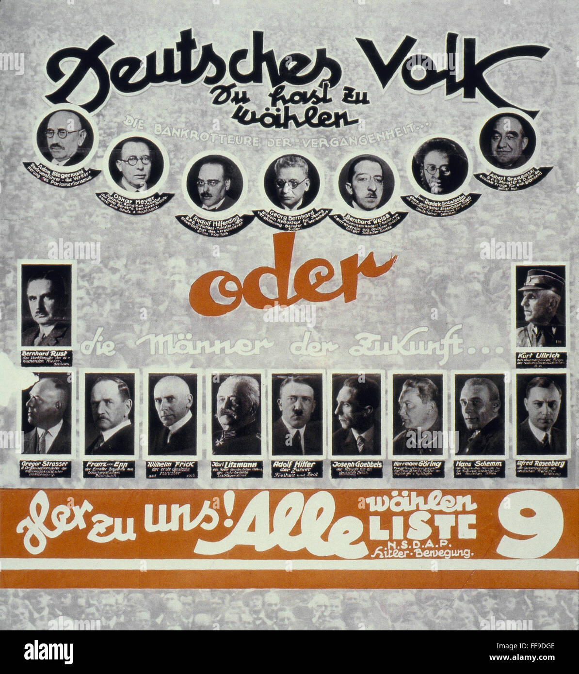 Affiche électorale allemande de propagande de 1932 Banque de ...